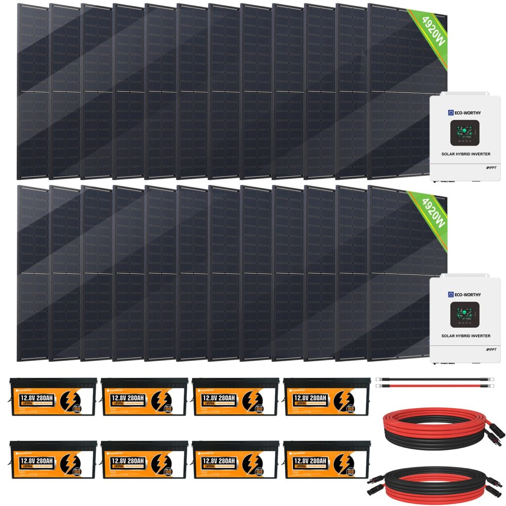 10000W Complete Off-Grid Solar Panel Kit | 10KW 120V/240V Output | 28 ...